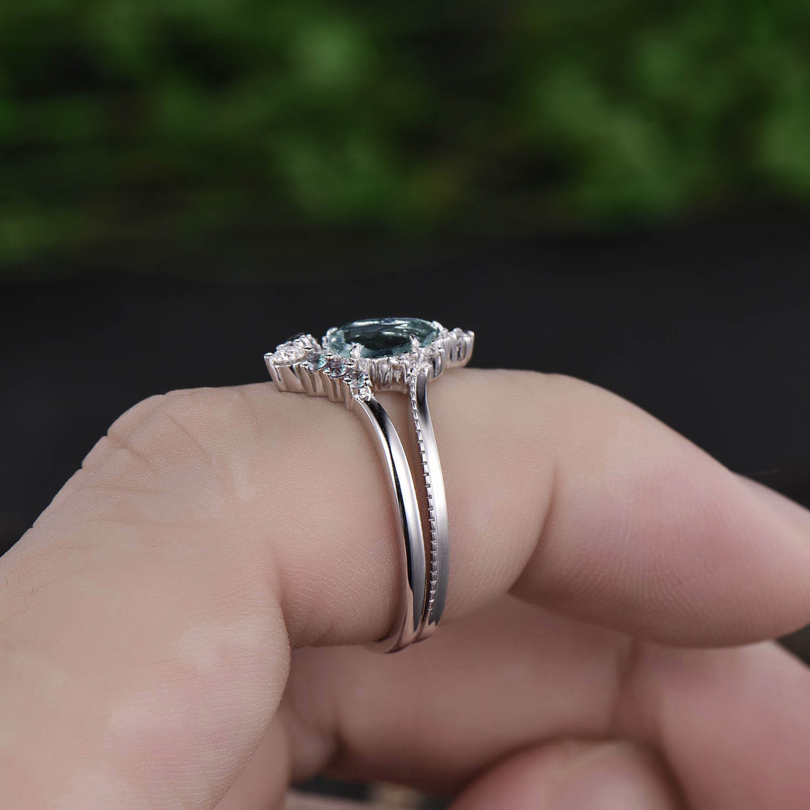 Color Change Alexandrite Ring Set 2pcs Pear Alexandrite - Etsy