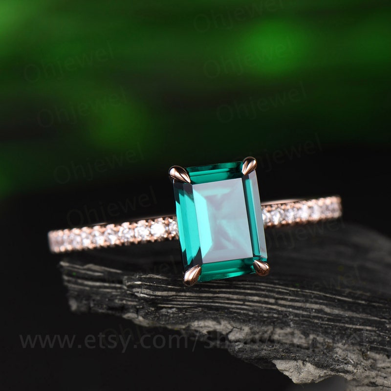Rose Gold Emerald Ring - Etsy