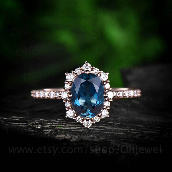 Blue Halo Ring - Etsy