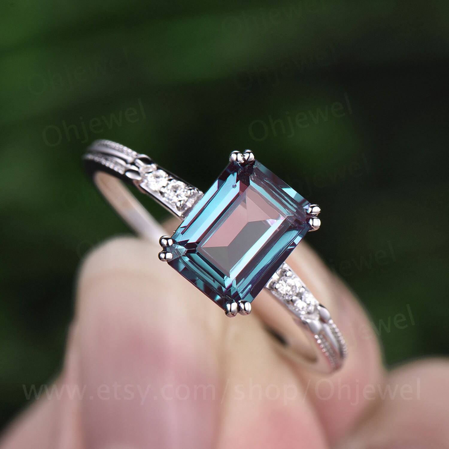 Vintage Emerald Cut Alexandrite Engagement Ring 14k Rose Gold - Etsy