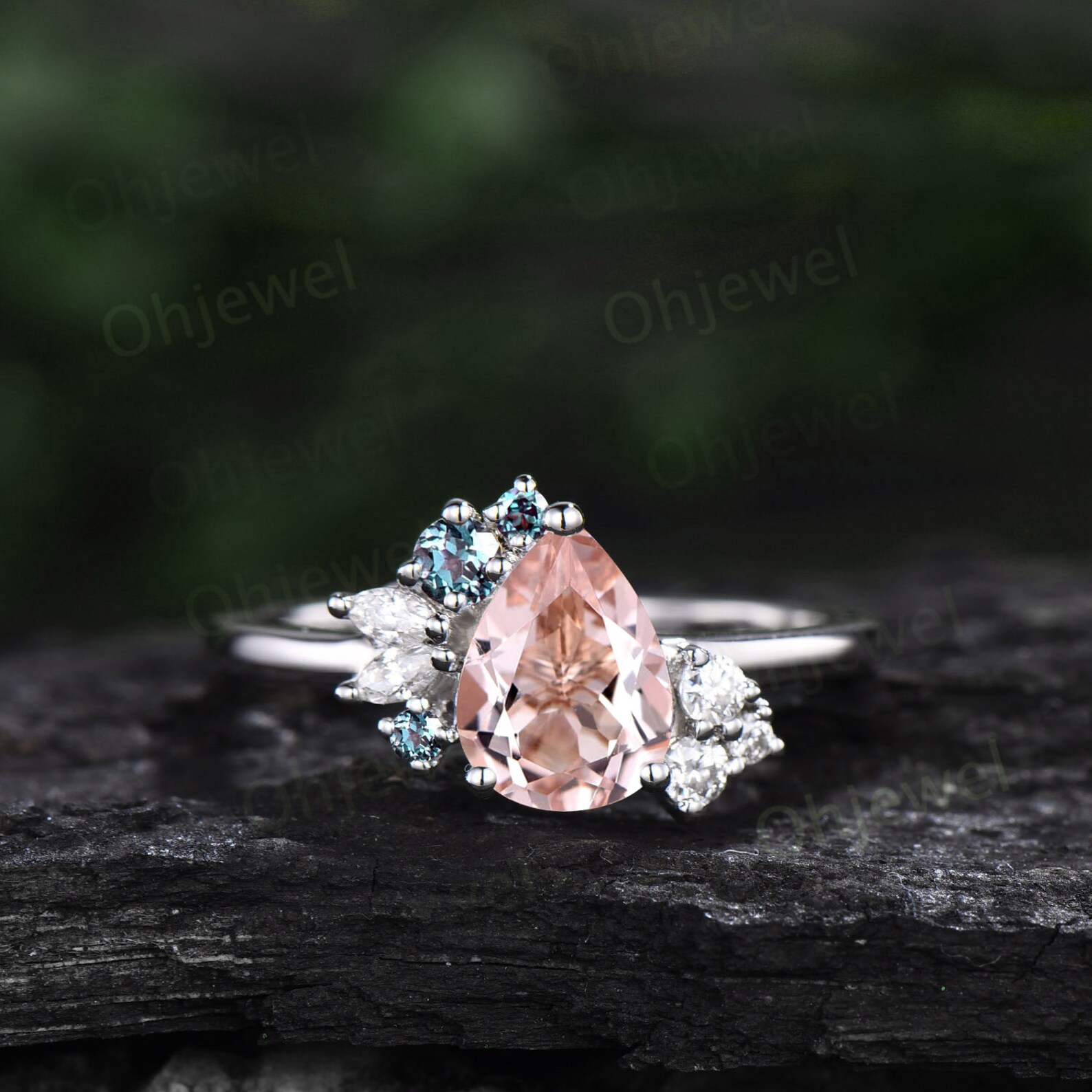 Pear Shaped Morganite Ring Rose Gold Vintage Unique Morganite - Etsy