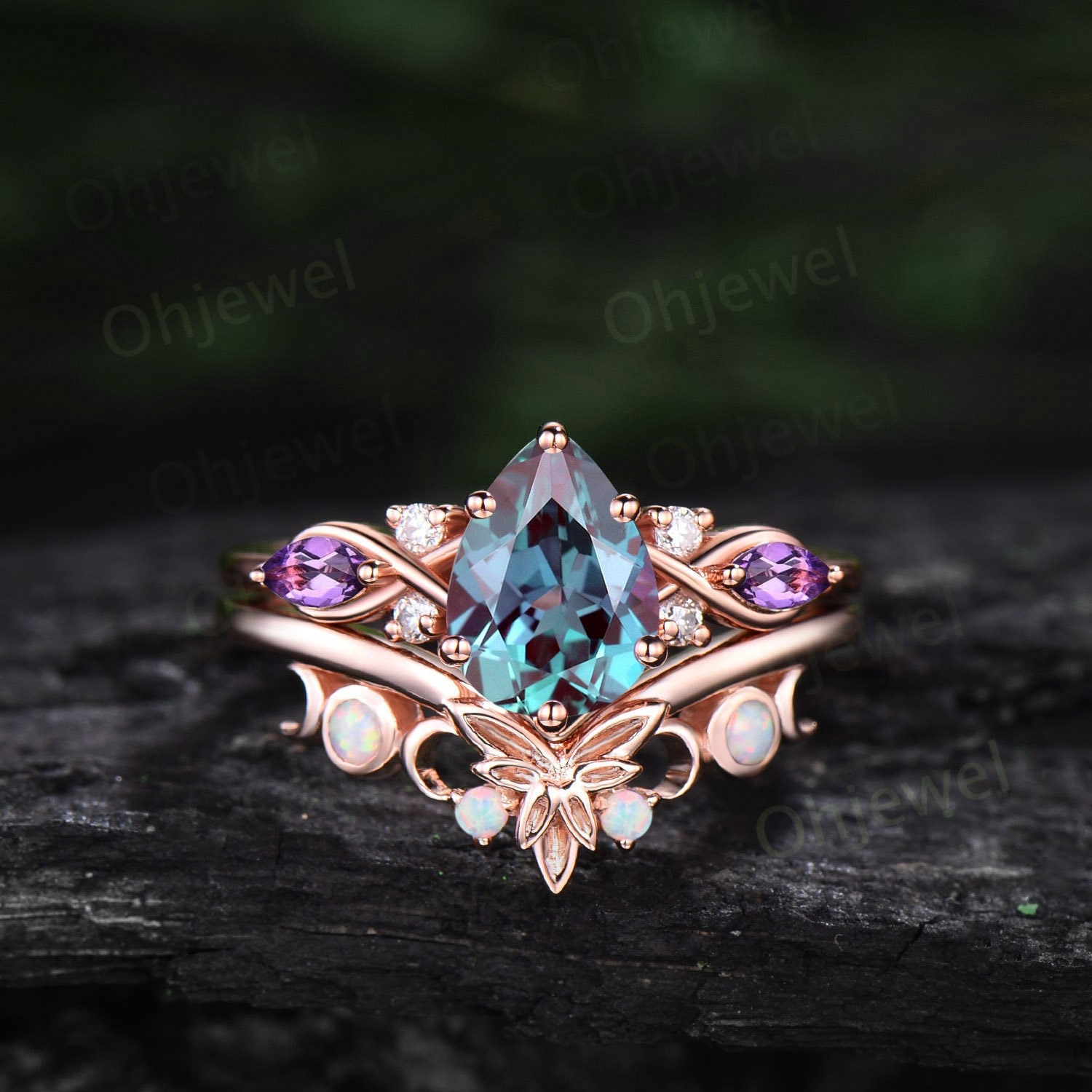 Pear Shaped Alexandrite Ring Vintage Unique Alexandrite - Etsy