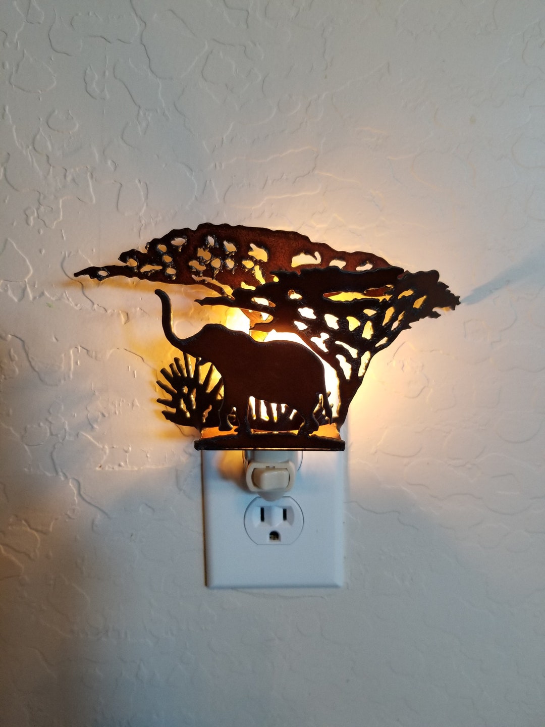 Elephant Safari Night Light Made Out of Rusted Steel Original Creation ...
