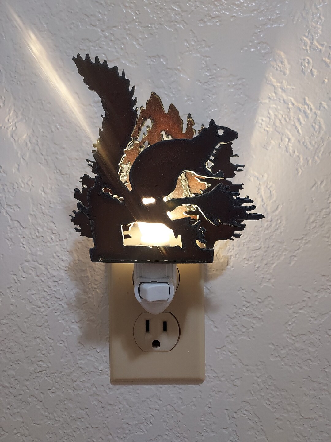 Squirrel Night Light Made Out of Vintage Inspired Rustic Steel With 7 ...