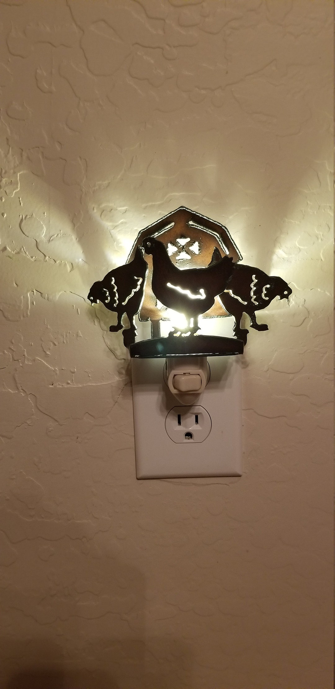 Chickens and Barn Night Light Made Out of Rusted Steel - Etsy