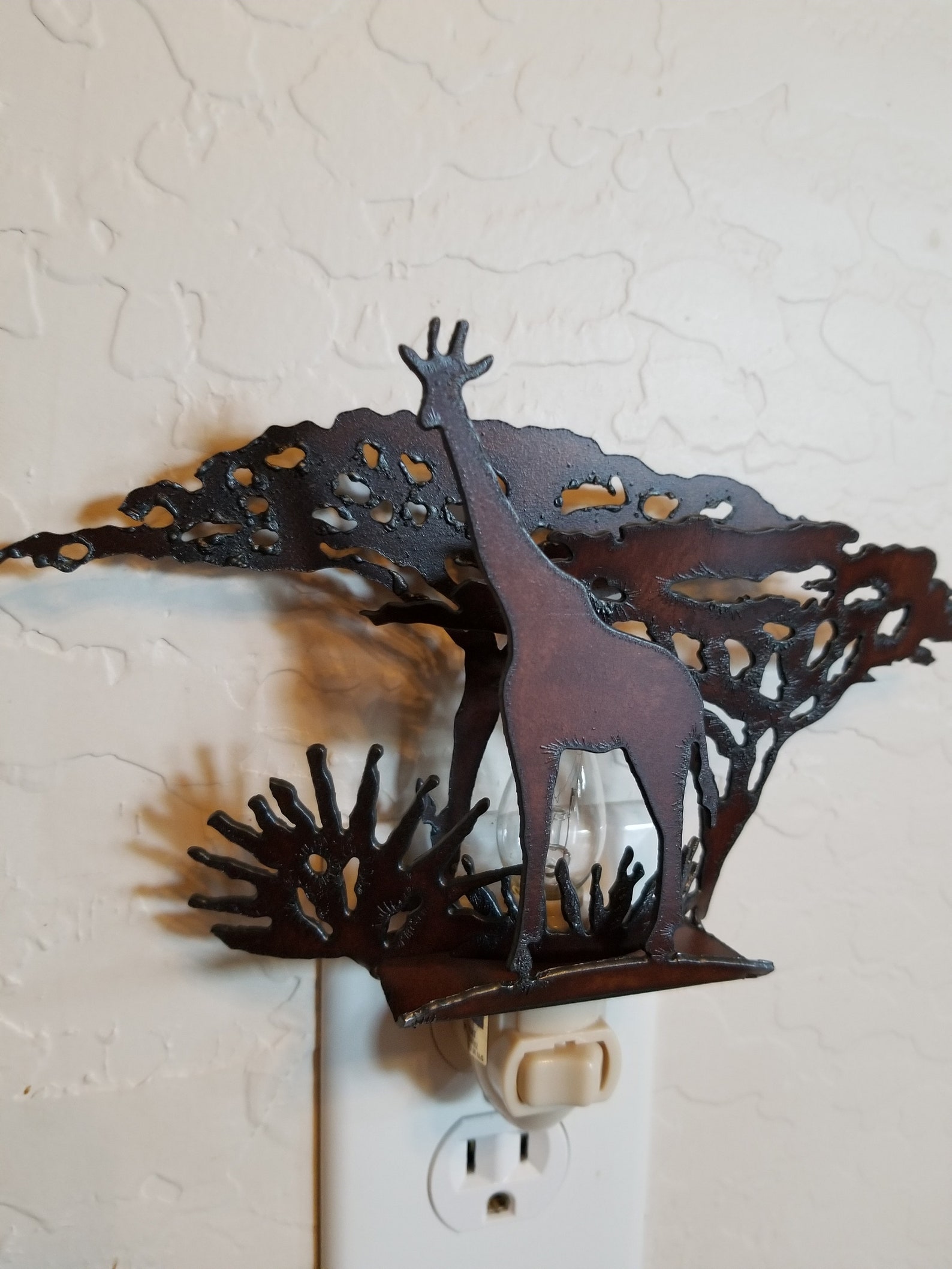 Giraffe Night Light Made Out of Rusted Steel Safari Gift - Etsy