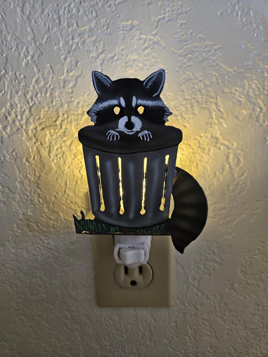Trash Panda Art, Raccoon in a Trash Can Night Light- Made From Durable ...