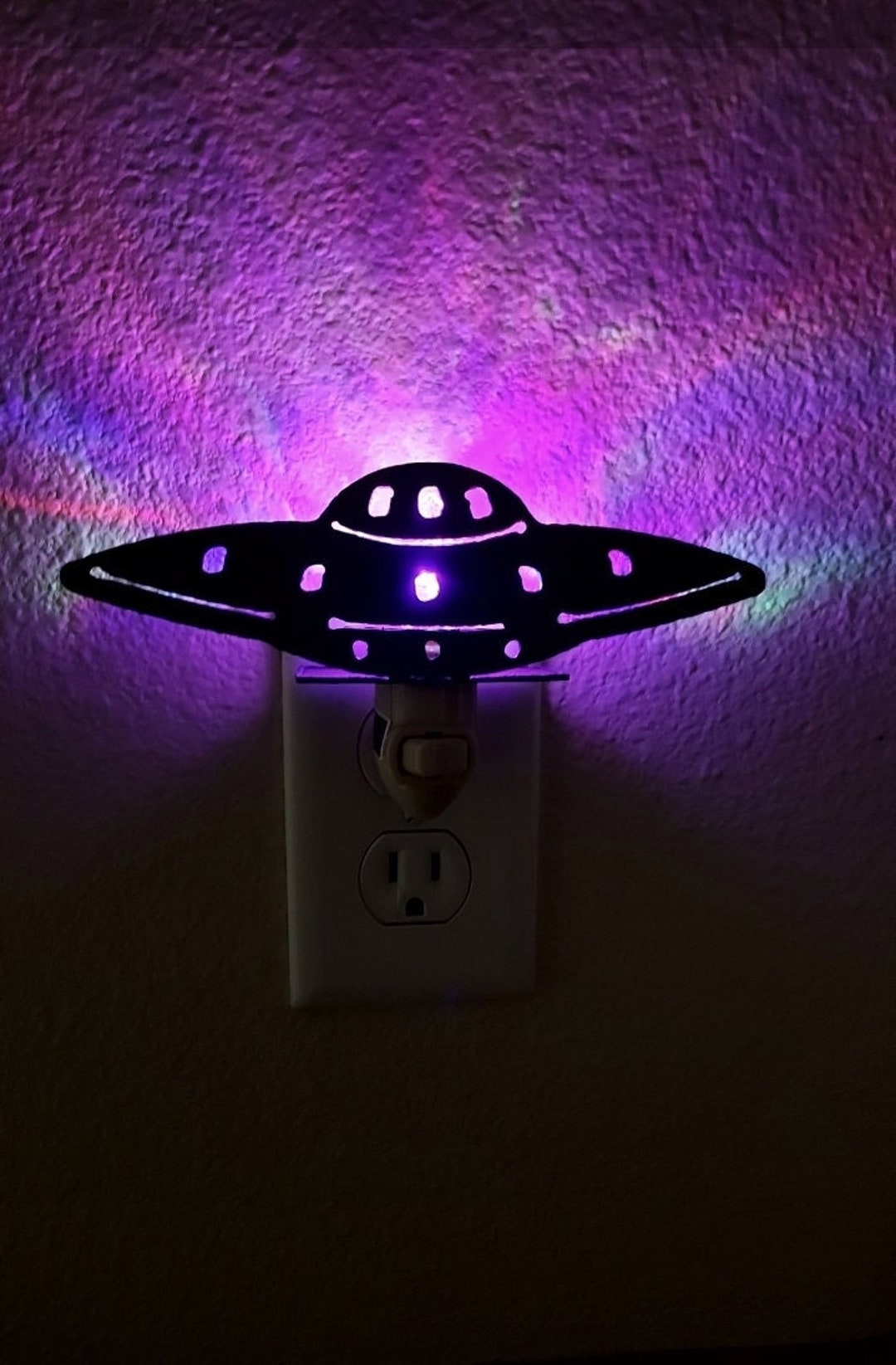 Rustic Steel Flying Saucer Night Light, Color-changing LED - Etsy