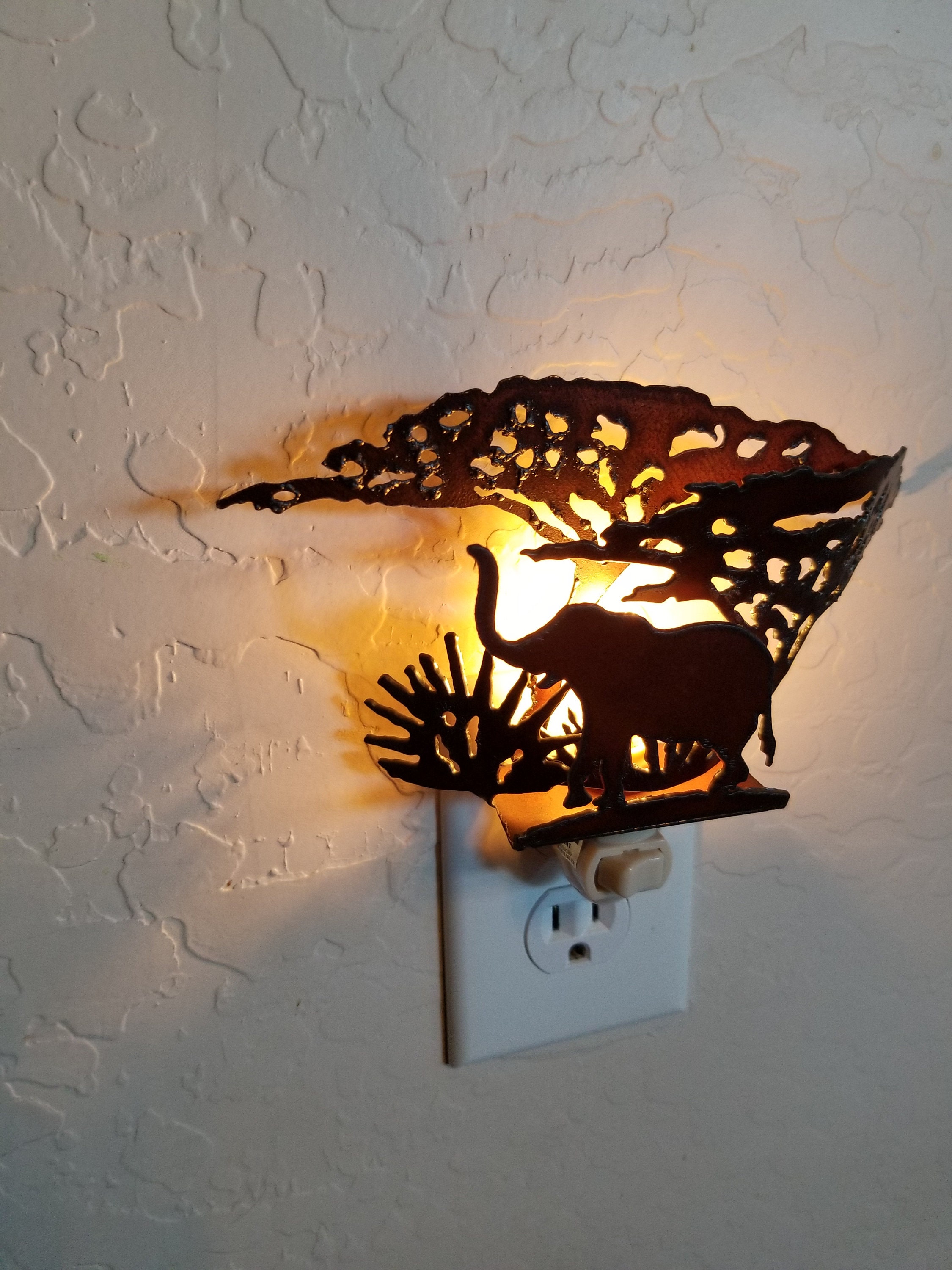 Elephant Safari Night Light Made Out of Rusted Steel Original Creation ...