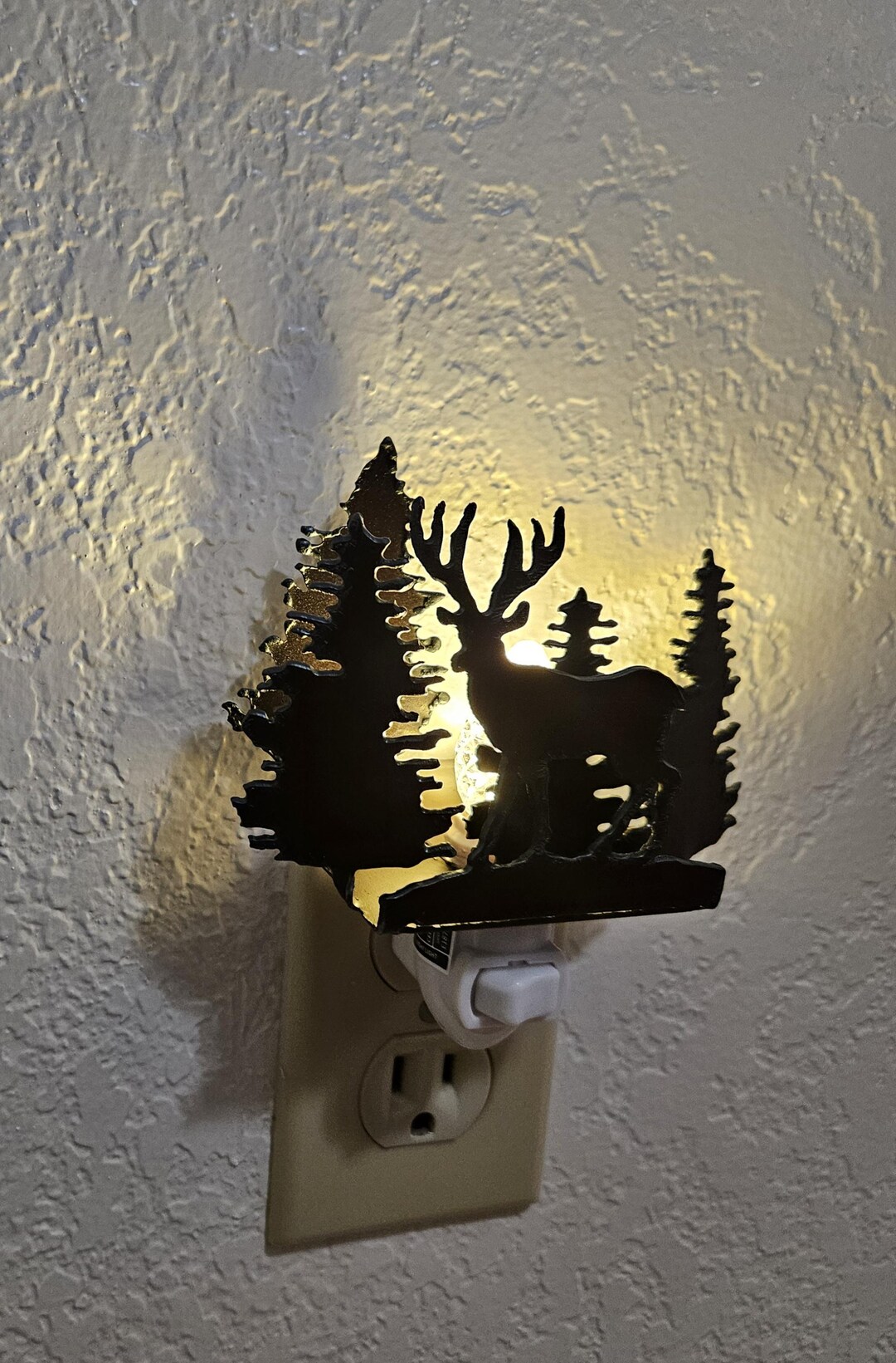 Deer Night Light With Forest and Scene Made Out of Rusted Steel - Etsy