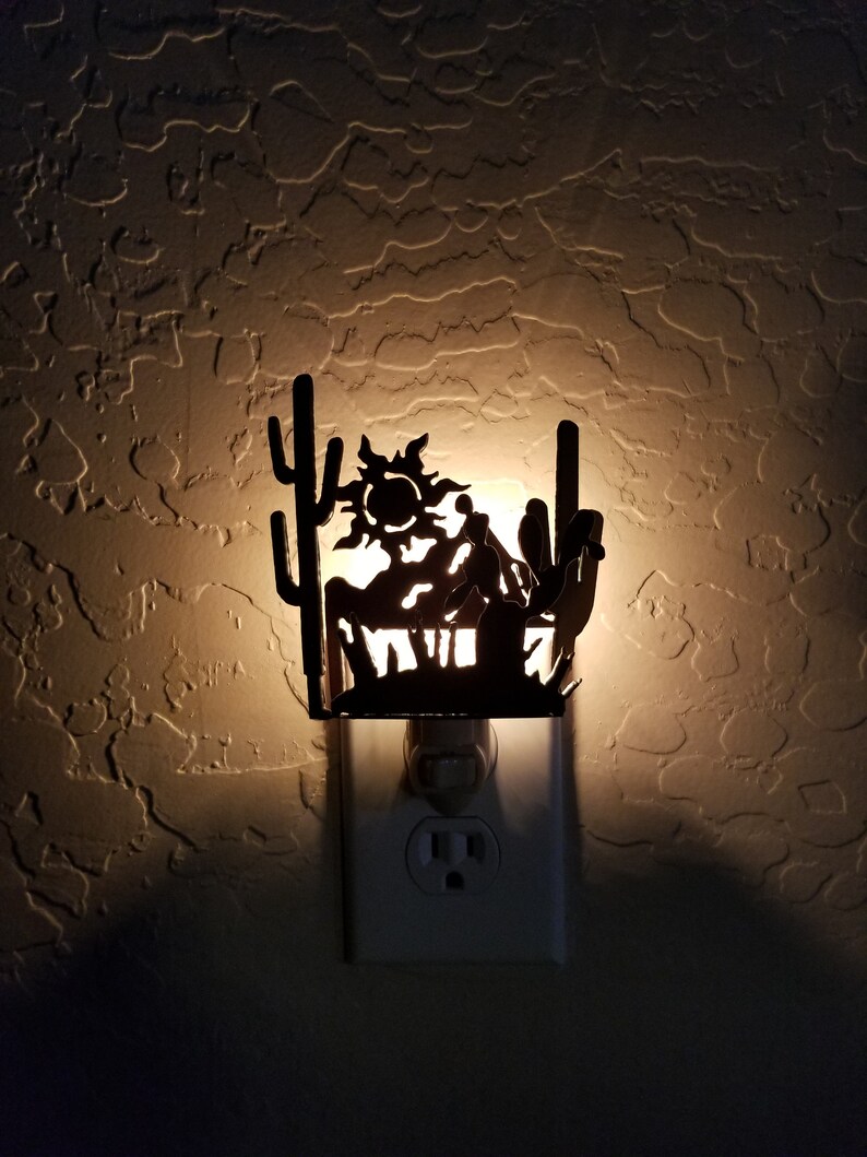 Scenic Desert Night Light Made Out of Rusted Steel Rustic and Vintage ...