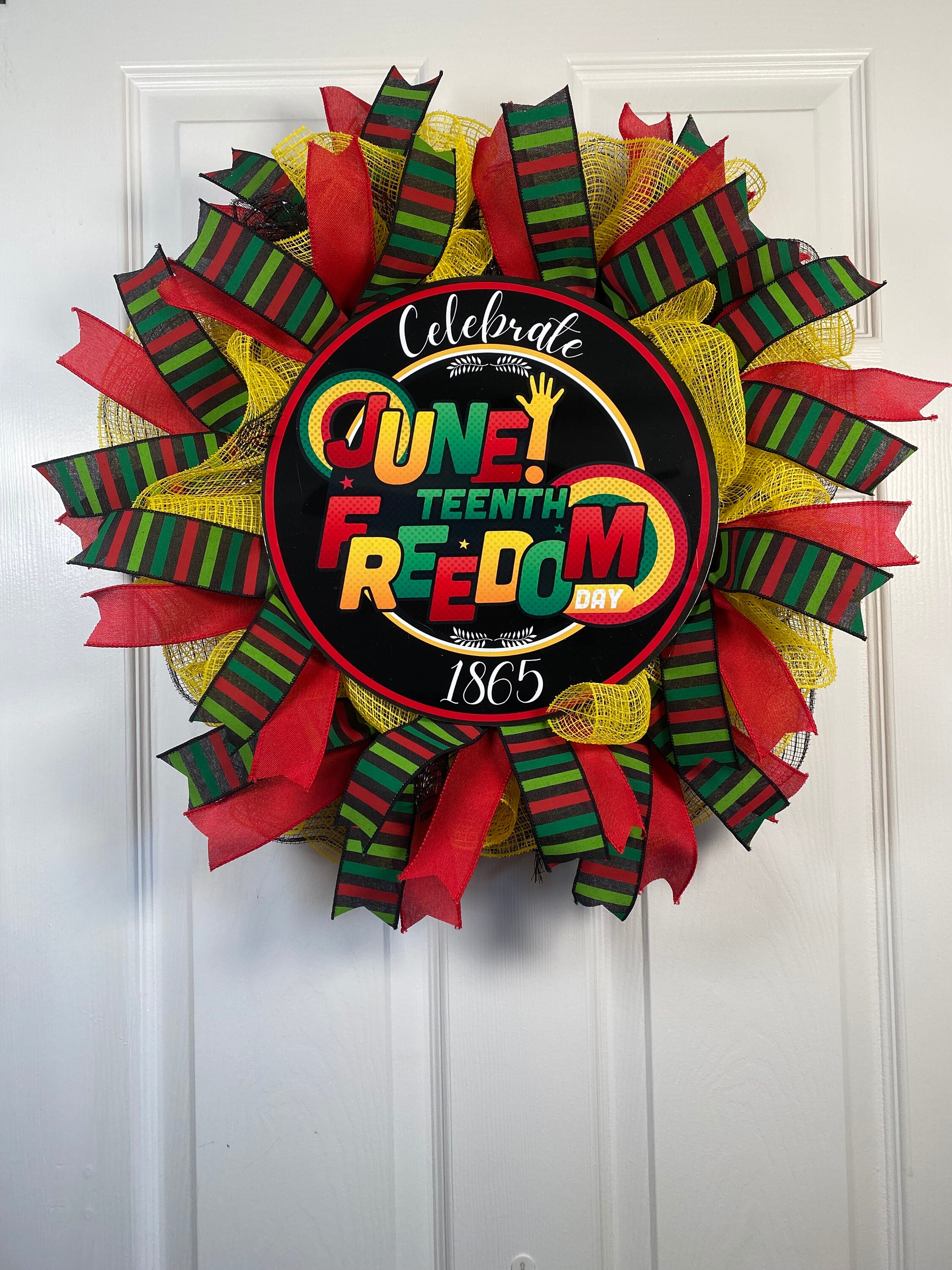 Juneteenth Freedom Day Wreath, Celebrate Juneteenth Decor, Red Black ...