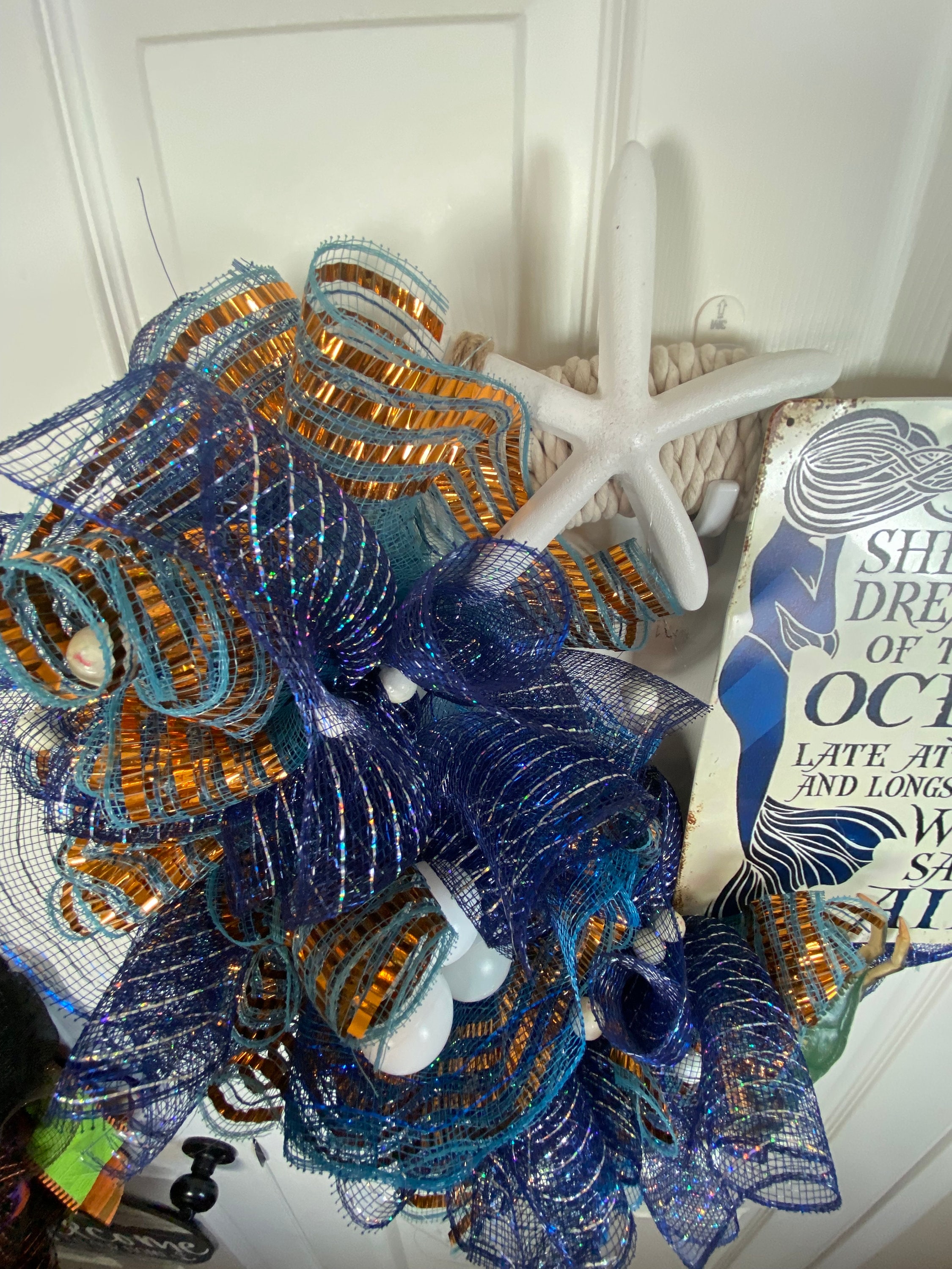 Ocean-themed Wreath, Coastal Decor, Beachy Front Door Decoration ...