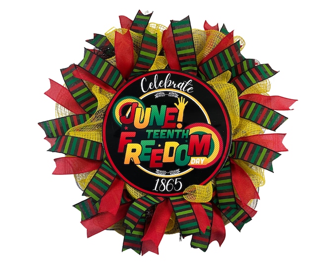 Juneteenth Freedom Day Wreath, Celebrate Juneteenth Decor, Red Black ...