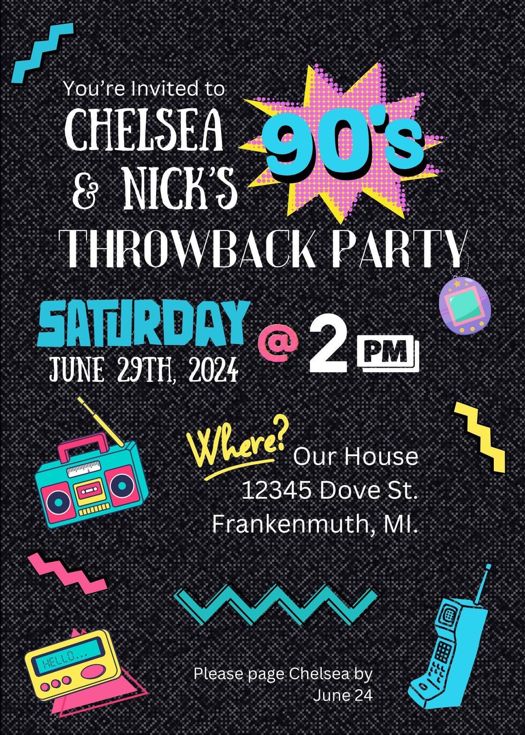 90's THROWBACK Party, 5 X 7 Digital File Retro Static & Colorful - Etsy