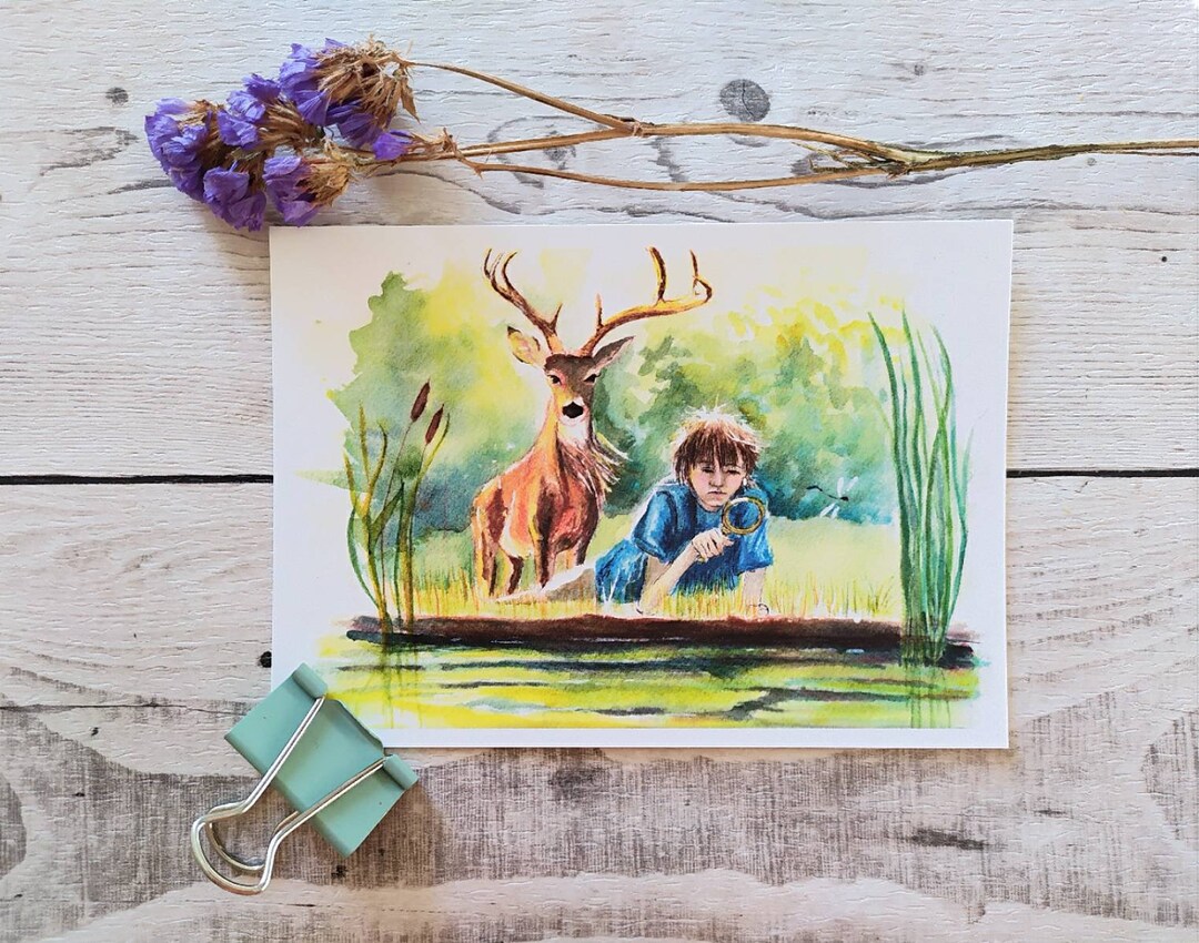 Printed Card of the Watercolor Illustration nature Explorer - Etsy