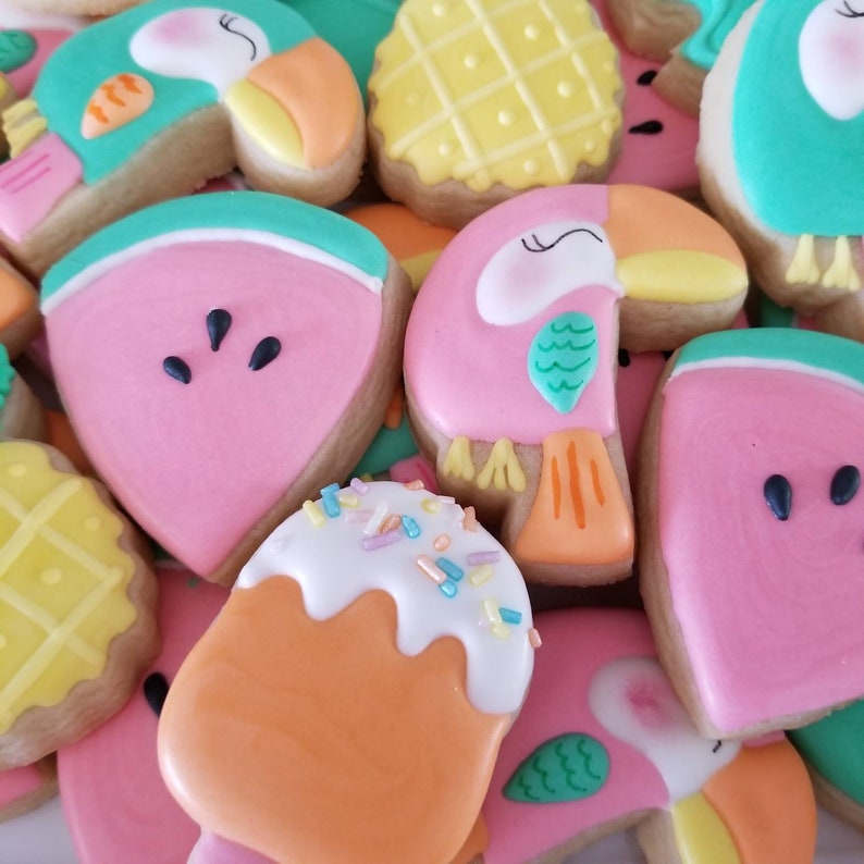 Tropical Mini Cookies 3 Dozen Toucan Pineapple Popsicle | Etsy