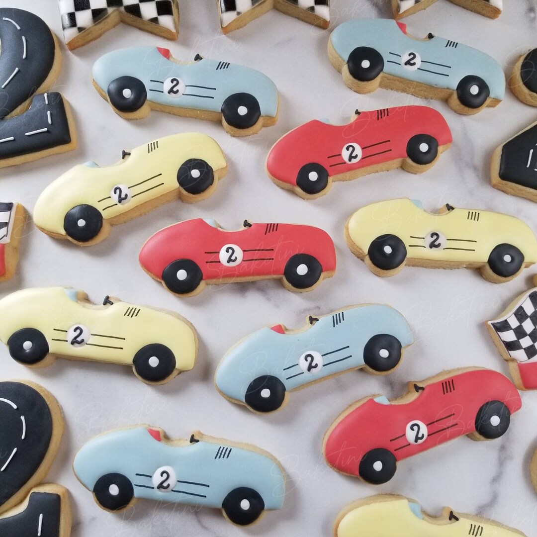 Race Car Cookies 1 Dozen Any Color Retro Vintage Car Racing Theme Two ...