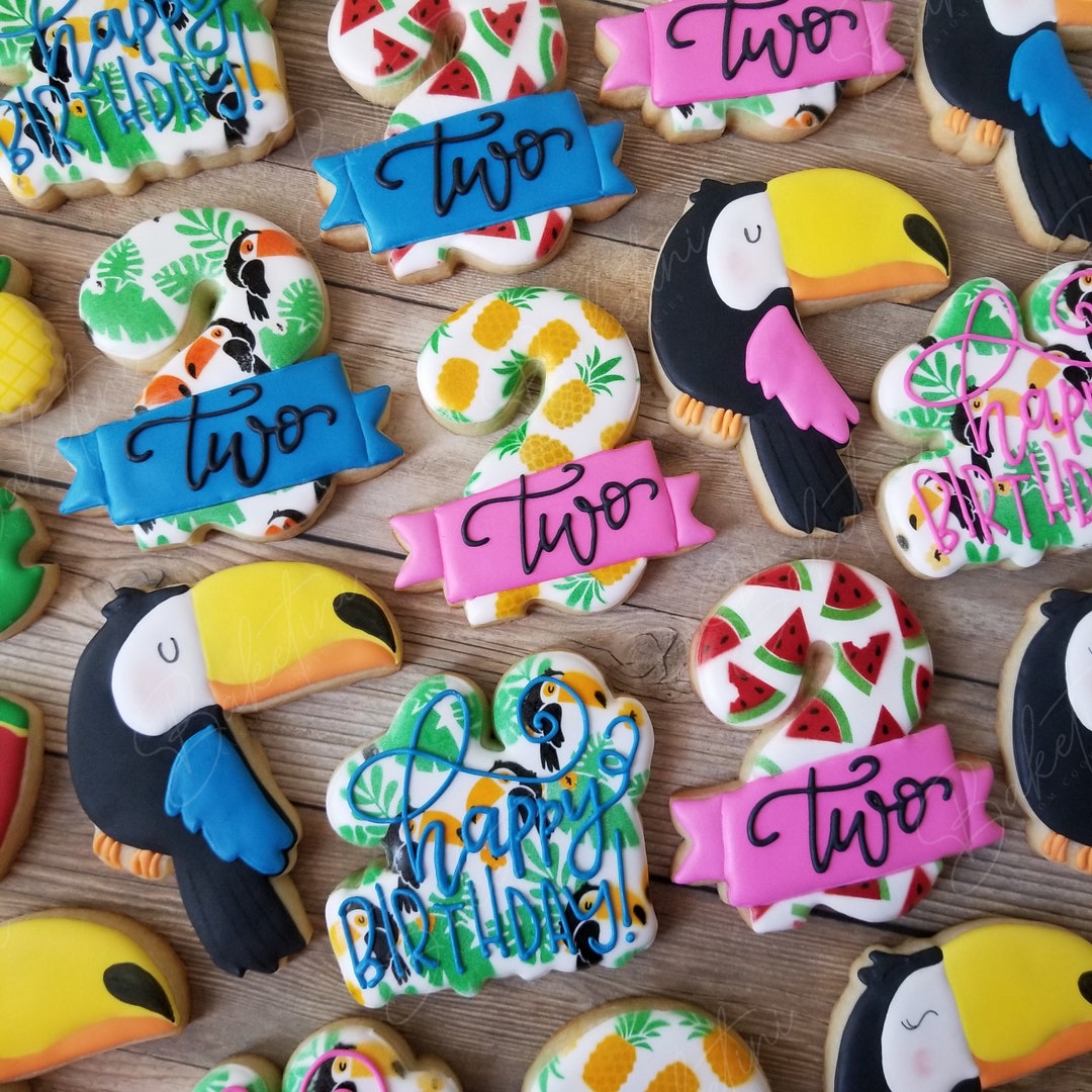 Tutti Frutti Cookies 2 Dozen Second Birthday Tropical Toucan Fruity Two ...