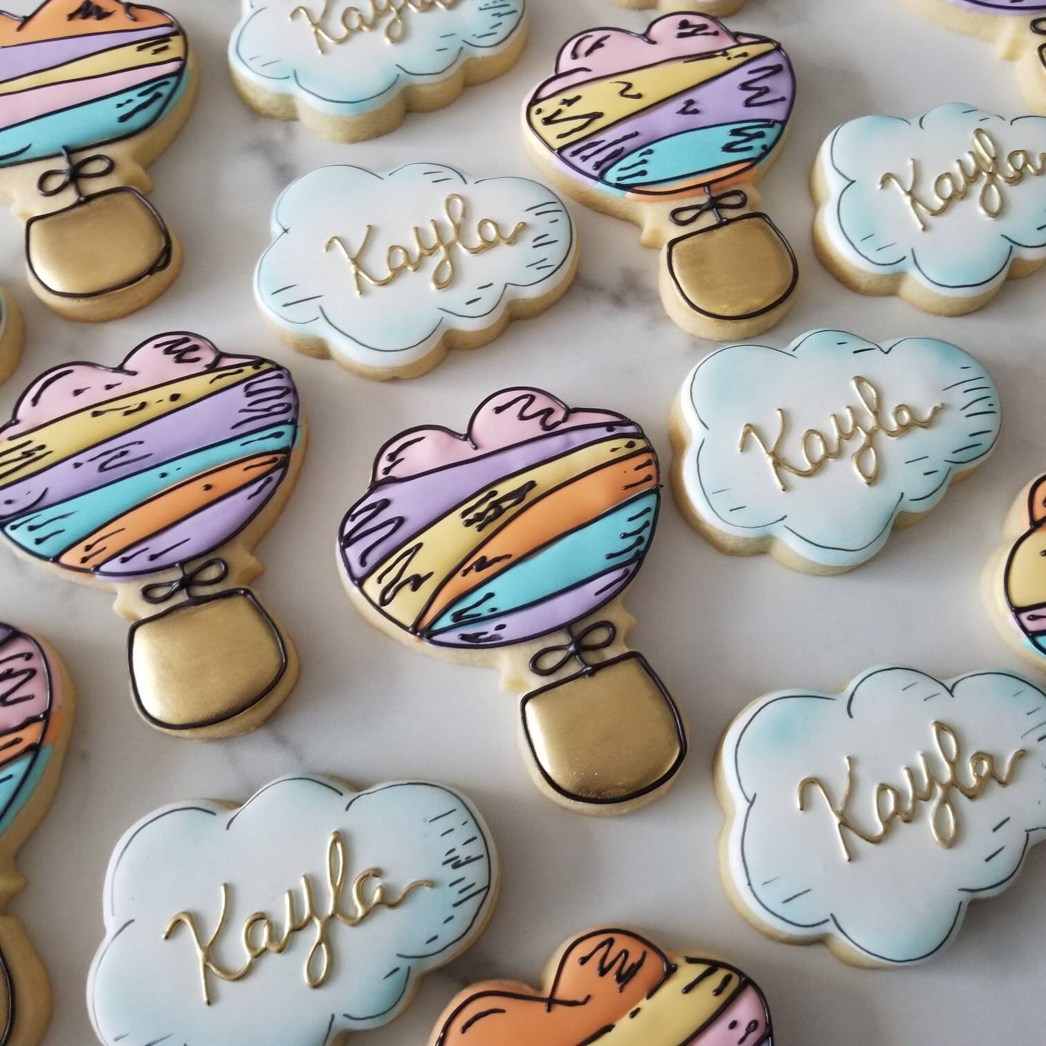 Hot Air Balloon Cookies 2 Dozen Cloud Cookies Places You | Etsy