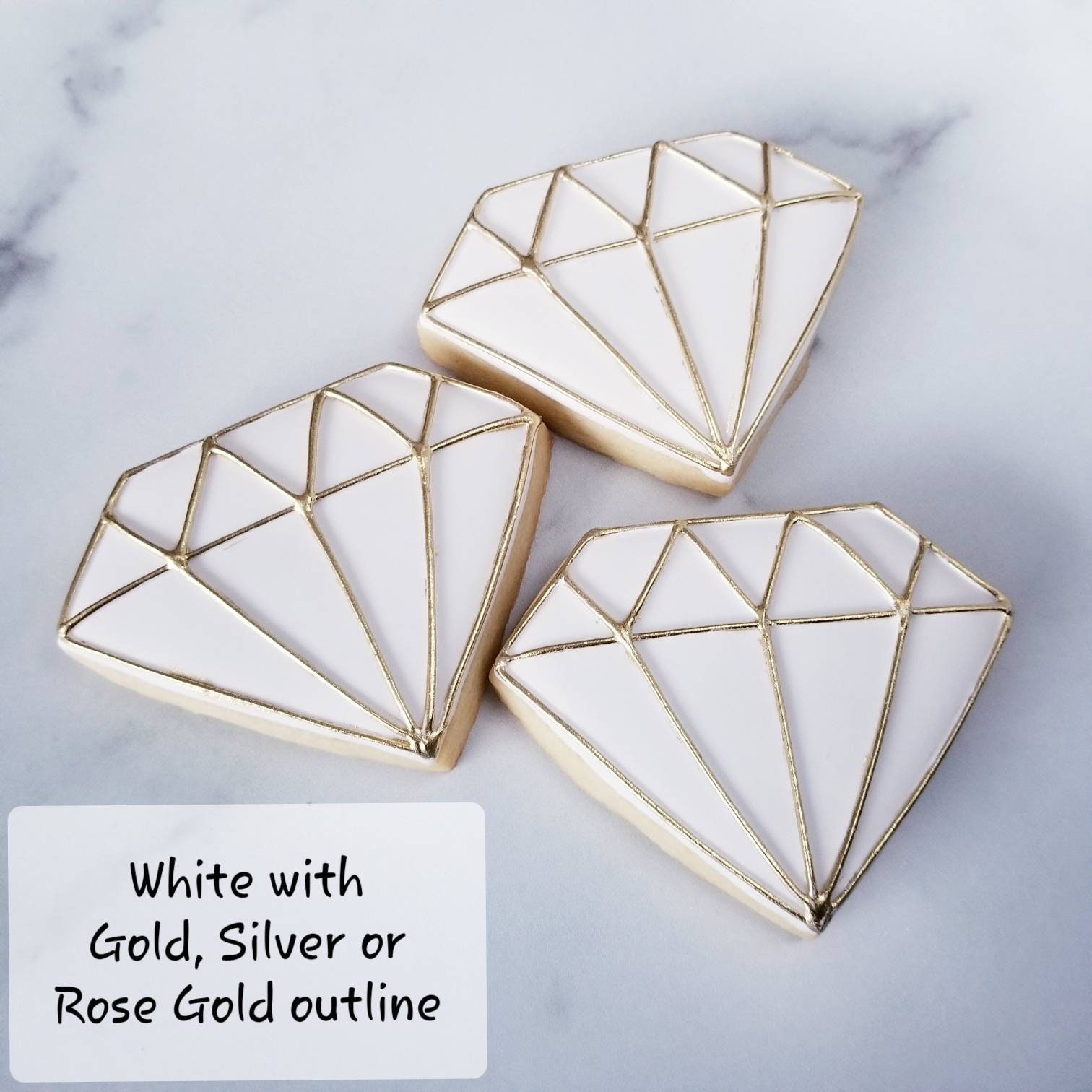 Pink Diamond Cookies Rose Gold Diamond Favor Wedding | Etsy