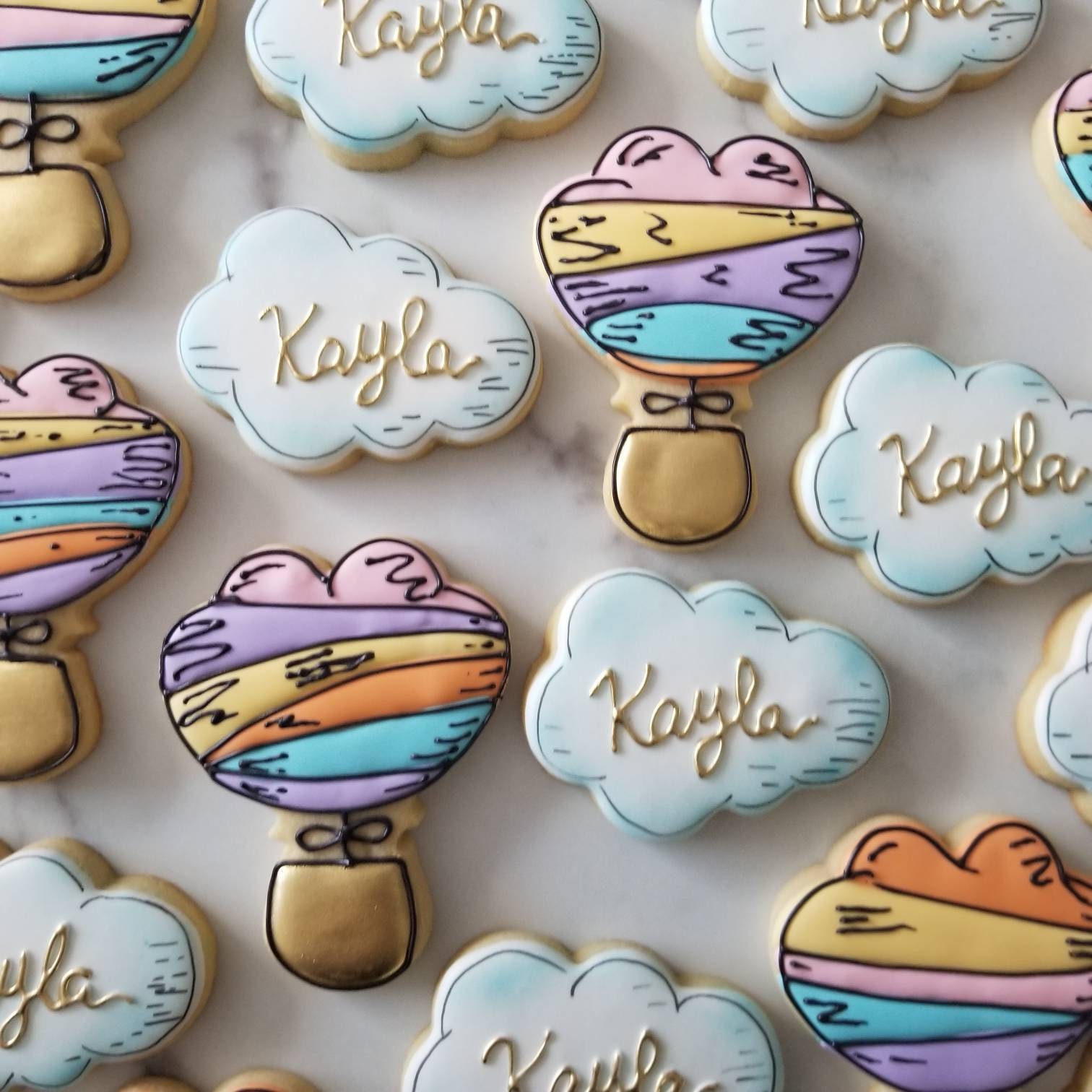 Hot Air Balloon Cookies 2 Dozen Cloud Cookies Places You | Etsy