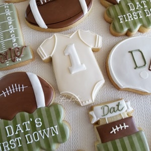 First Year Down Cookies 2 Dozen Football First Birthday Party ONE ...
