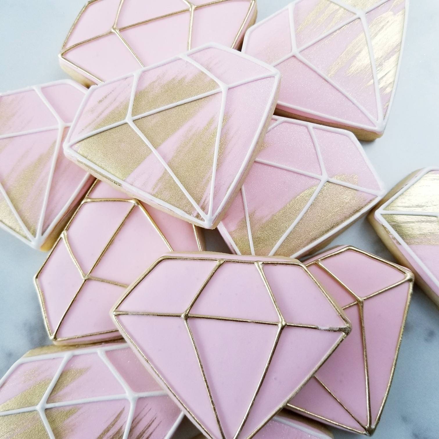 Pink Diamond Cookies Rose Gold Diamond Favor Wedding | Etsy