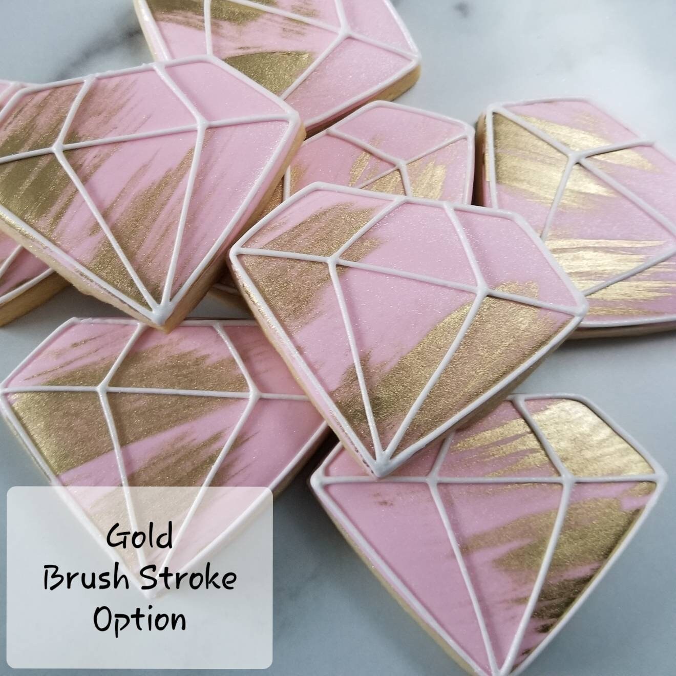 Pink Diamond Cookies Rose Gold Diamond Favor Wedding | Etsy