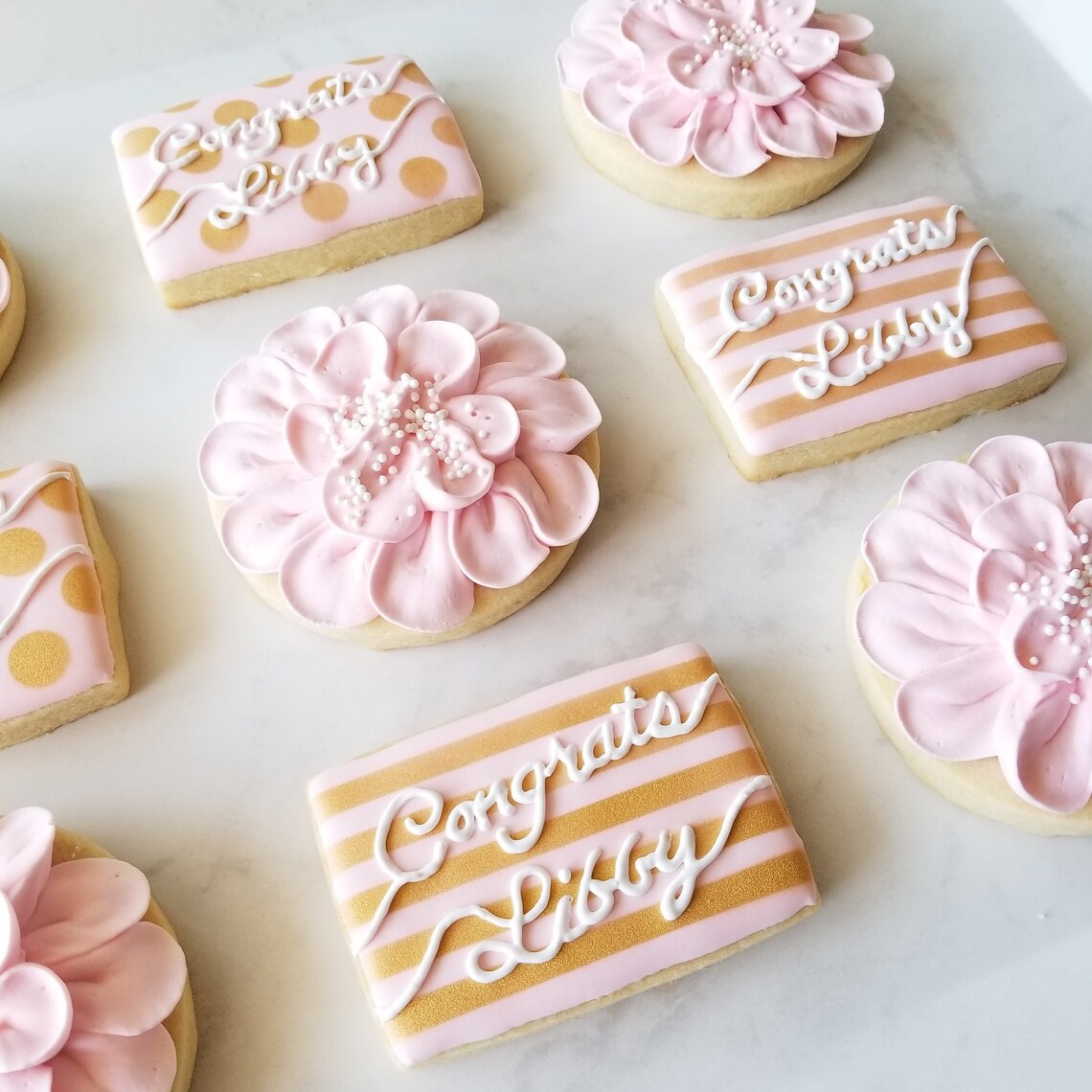 Pink & Gold Birthday Cookies 30th 40th 50th 60th Sweet 16 | Etsy