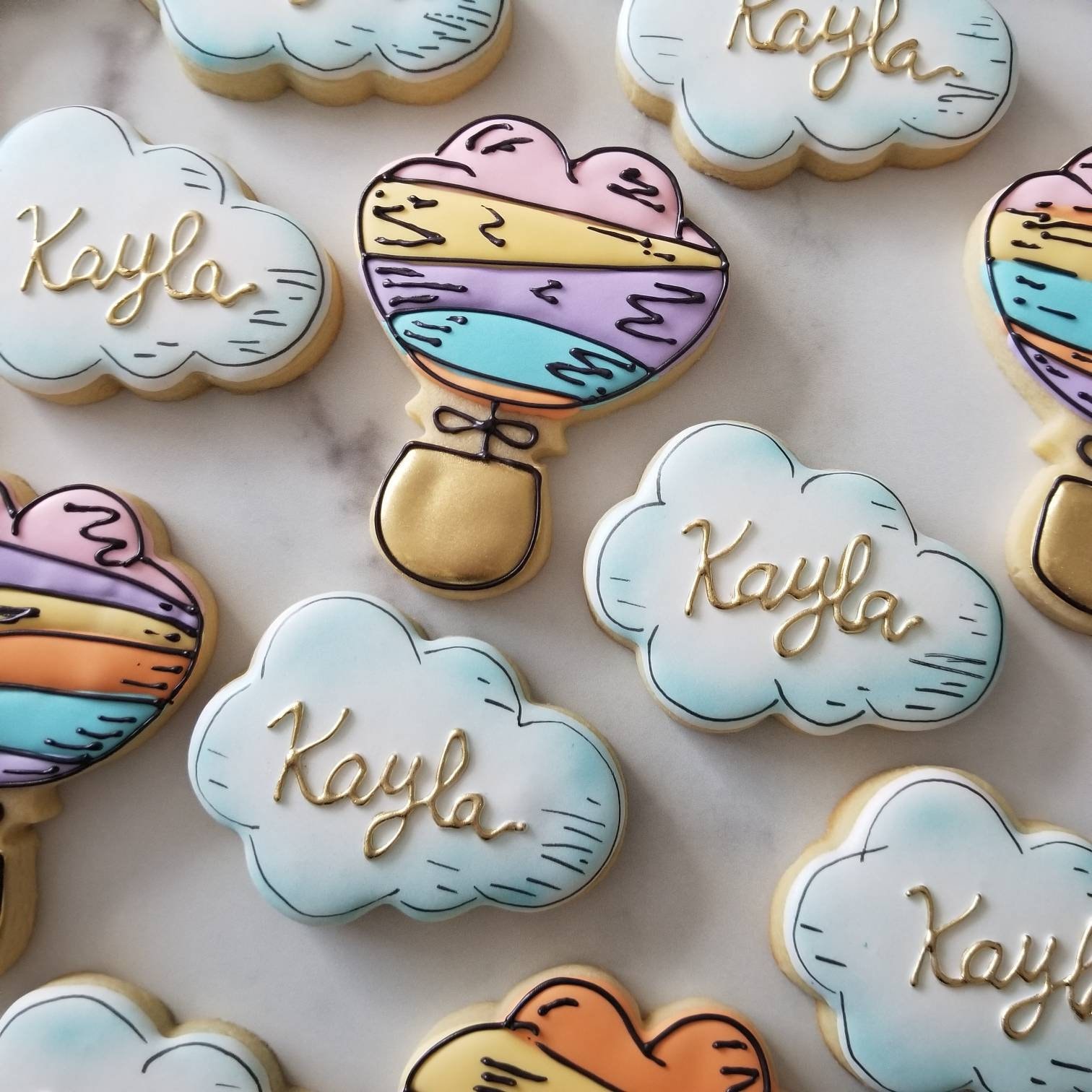 Hot Air Balloon Cookies 2 Dozen Cloud Cookies Places You | Etsy