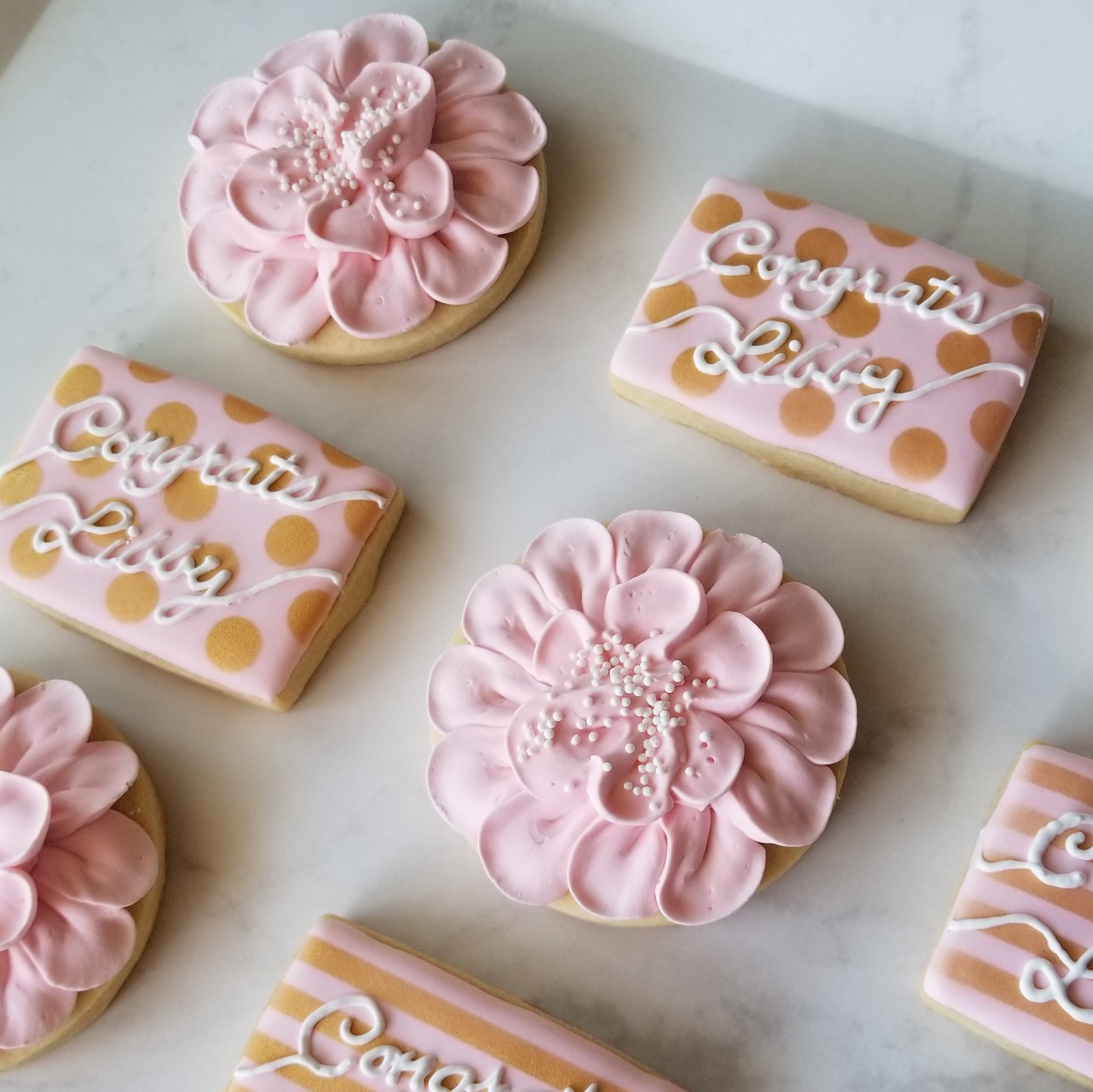 Pink & Gold Birthday Cookies 30th 40th 50th 60th Sweet 16 | Etsy