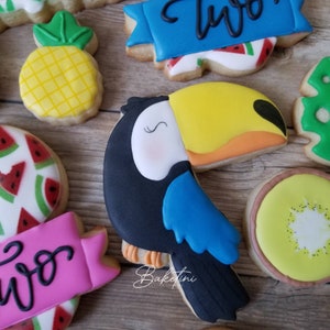 Toucan Cookies 1 Dozen Tropical Tutti Frutti Fruit 2nd Birthday Party ...