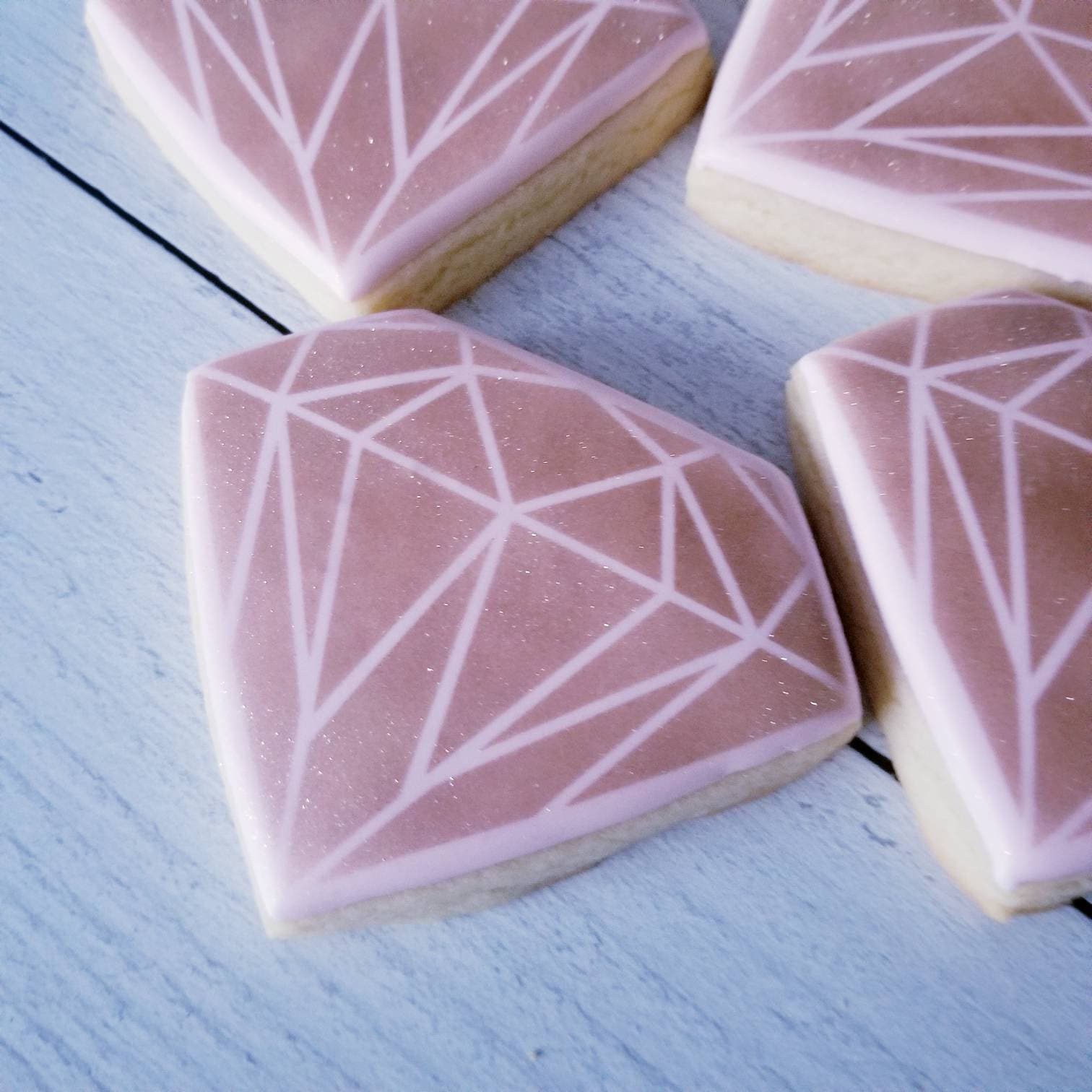 Pink Diamond Cookies Rose Gold Diamond Favor Wedding | Etsy