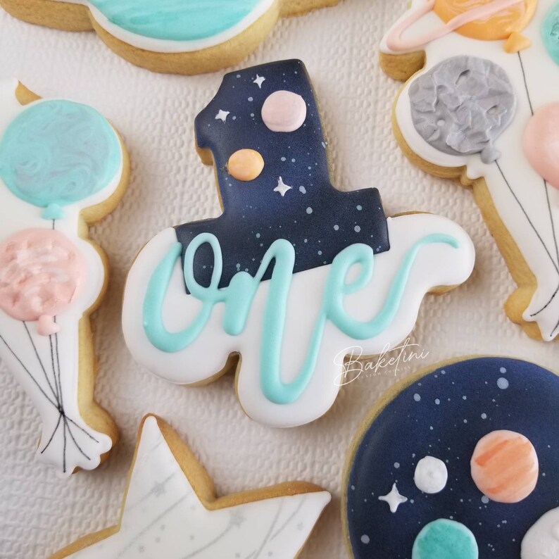 Houston ONE Cookies 2 Dozen First Birthday Space Moon | Etsy