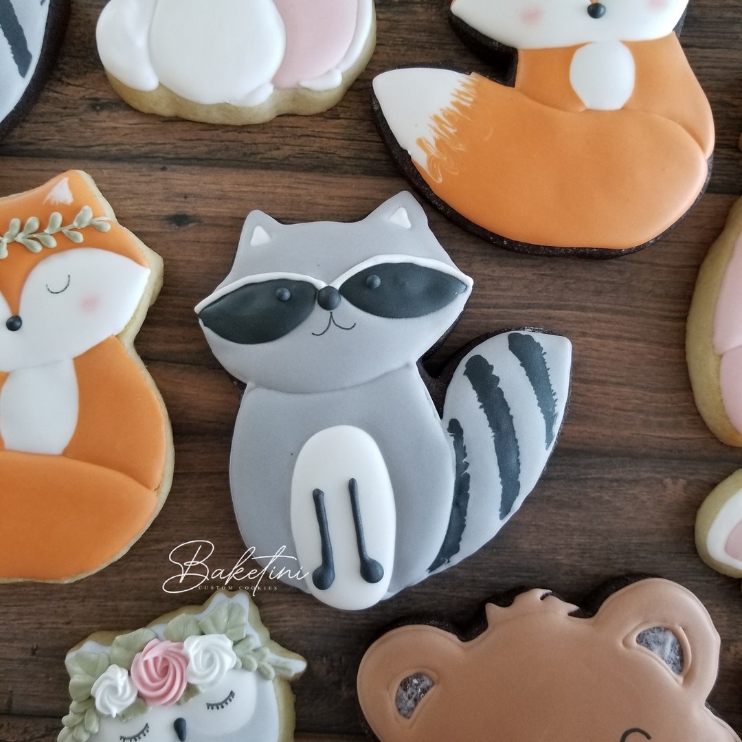 Raccoon Cookies 1 Dozen Woodland Creatures Cute Baby Animals Little ...