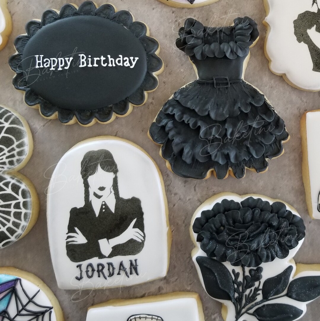 Goth Idol Birthday Cookies 2 Dozen Personalized Thing Hand - Etsy