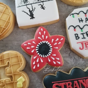 Strange Boys Birthday Cookies 1 Dozen Waffle Things Demogorgon Upside ...