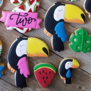 Toucan Cookies 1 Dozen Tropical Tutti Frutti Fruit 2nd Birthday Party ...