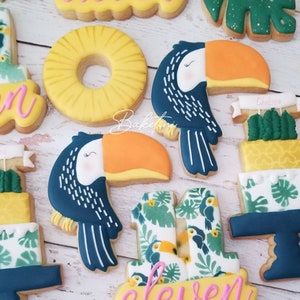Toucan Cookies 1 Dozen Tropical Tutti Frutti Fruit 2nd Birthday Party ...