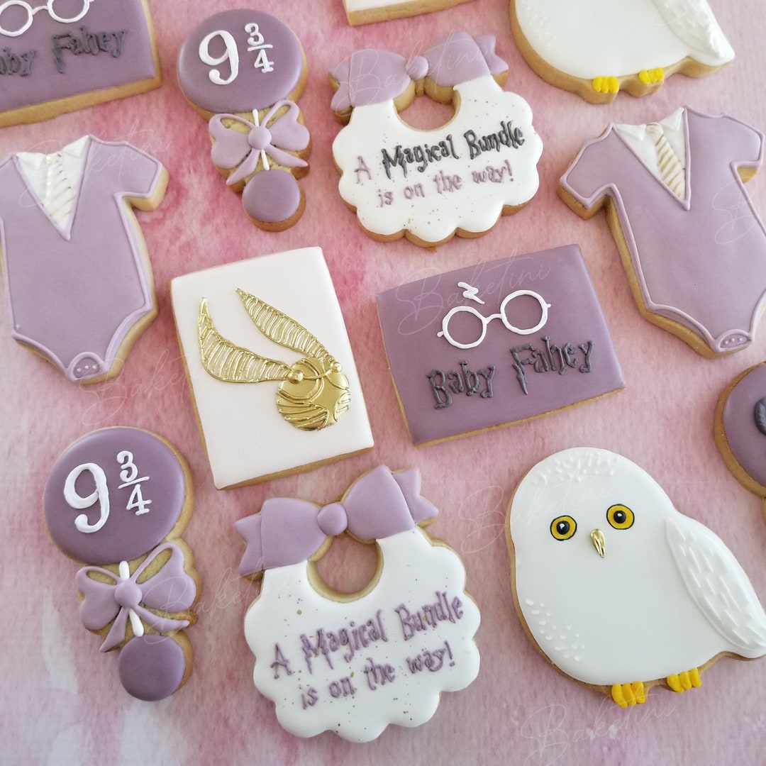 HP Baby Shower Cookies 1 Dozen Soft Pastel Pink Purple Gold - Etsy