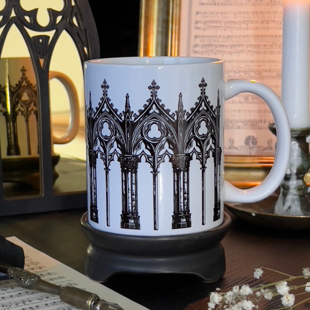 Gothic Cathedral White Mug Gothic Window Witchy Cup Goth Arch Cathedral ...