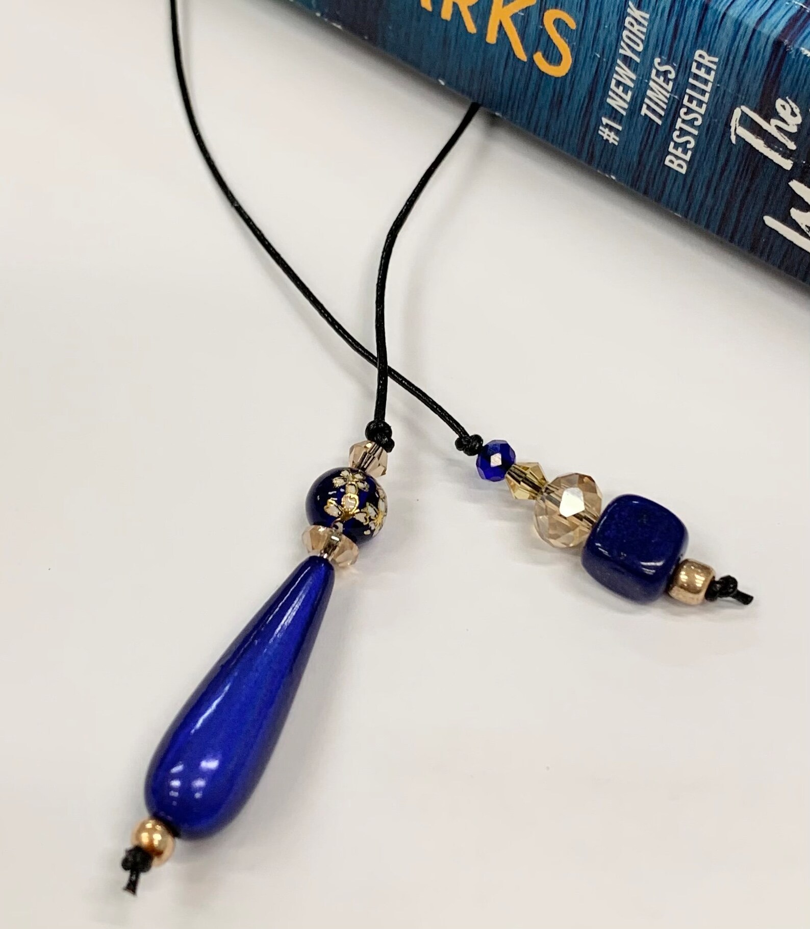 Royal Blue and Gold Beaded Bookmark. Made With Glass and - Etsy