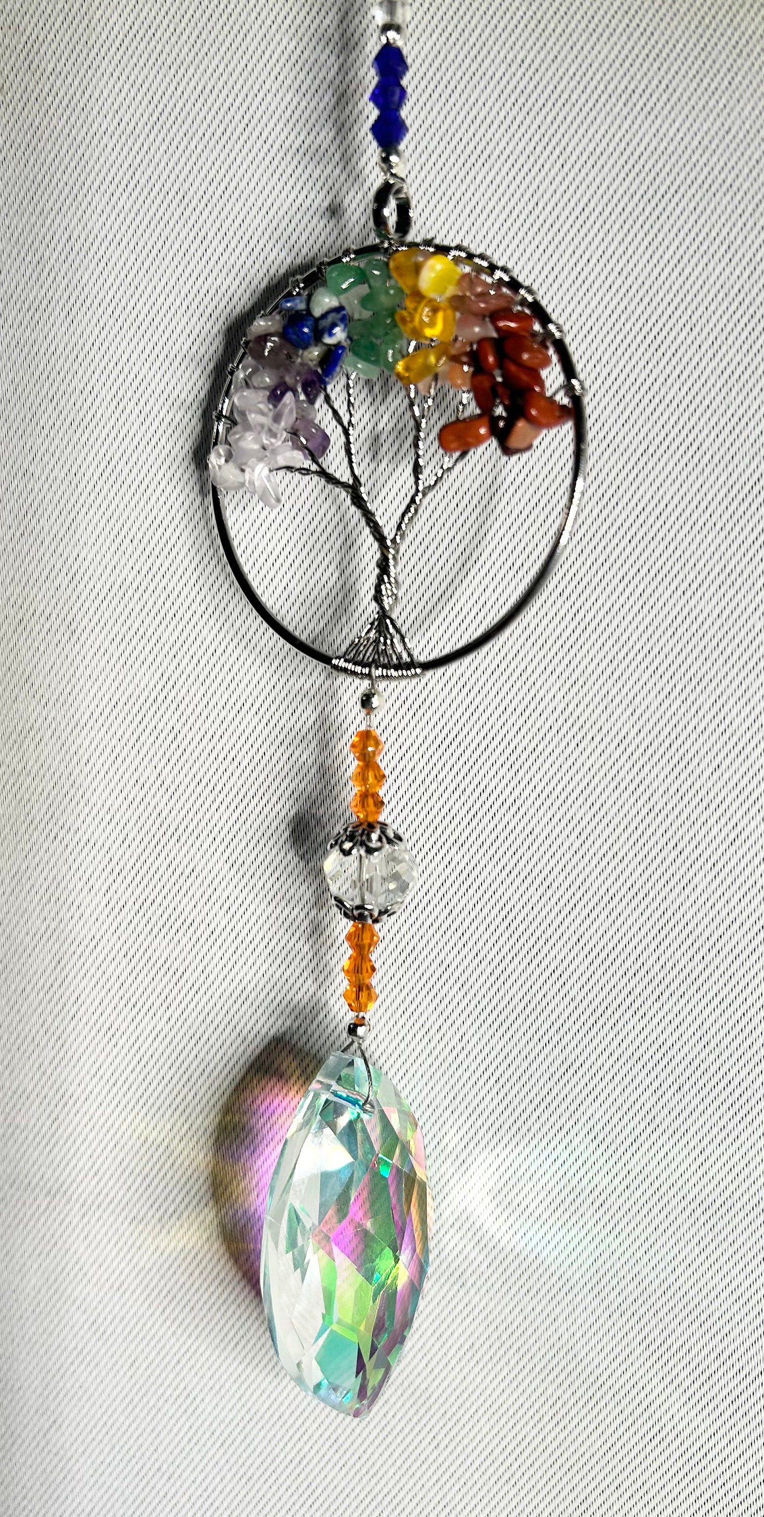 Colorful Tree of Life Suncatcher With Diamond Shape Pendant. Window ...