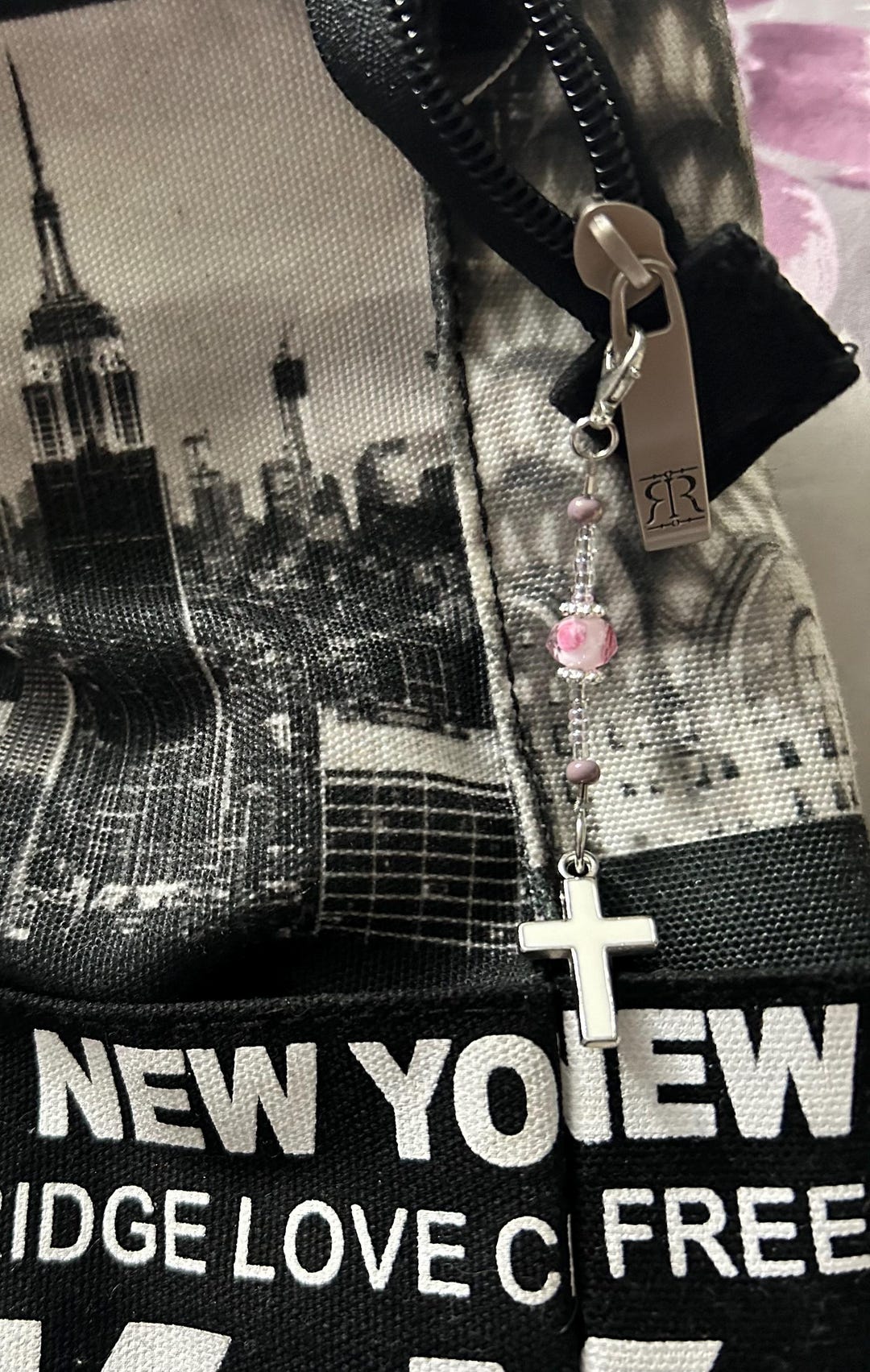 White Enamel Cross Zipper Pull. Gift Idea Purse Accessory Zipper ...