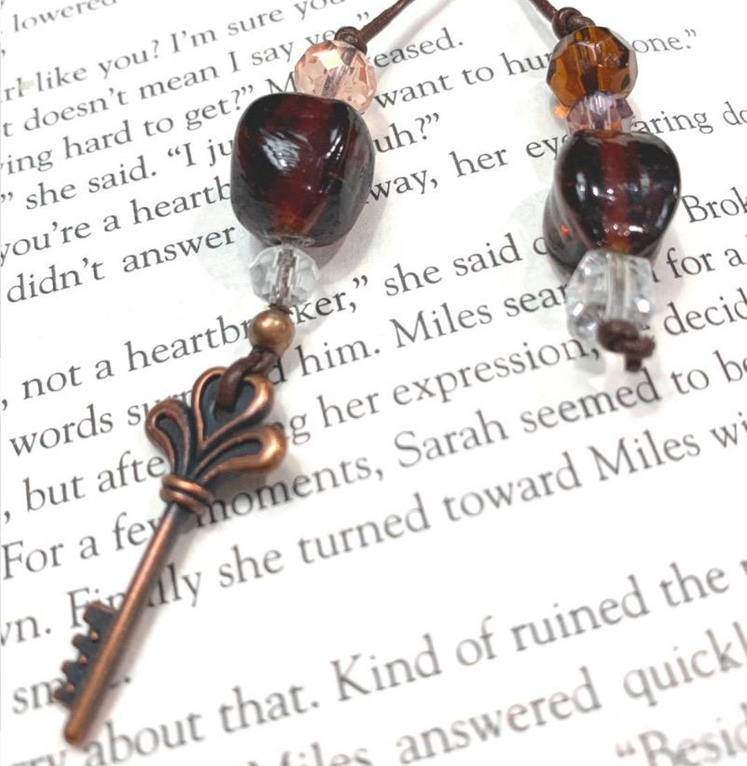 Bronze Key Beaded Bookmark - Fall Colors - Journal Gift - Etsy