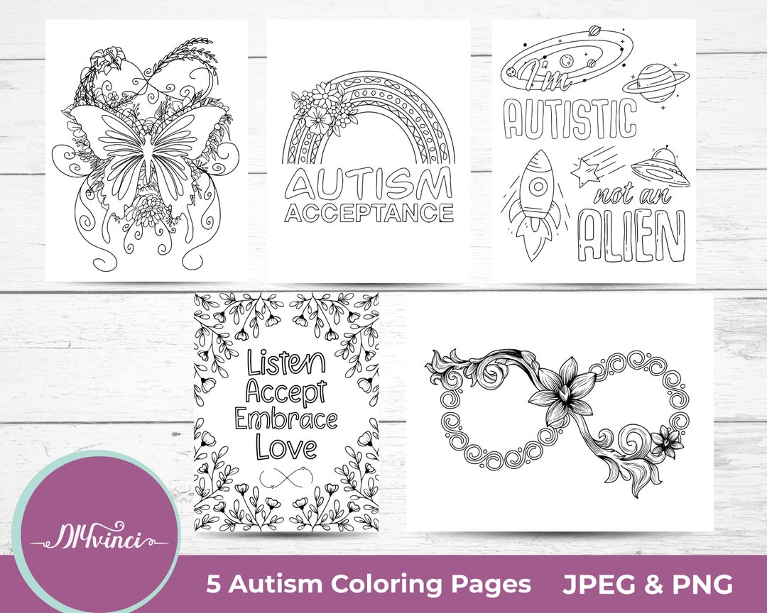 Autism Acceptance/awareness Coloring Pages - JPEG & PNG - Personal Use ...