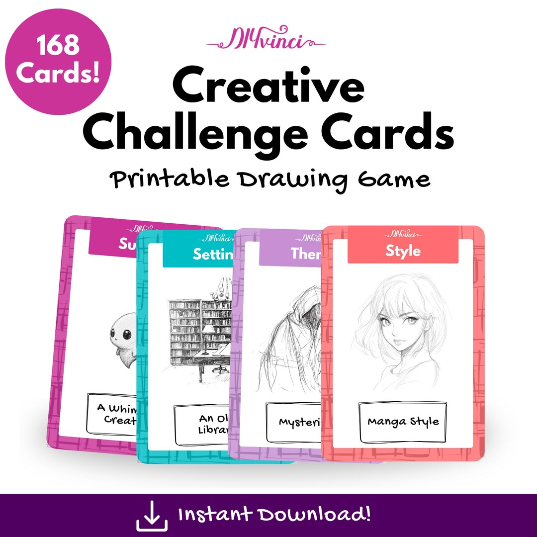 Cards Printable Drawing Game – Creative Challenge Cards for Artists ...