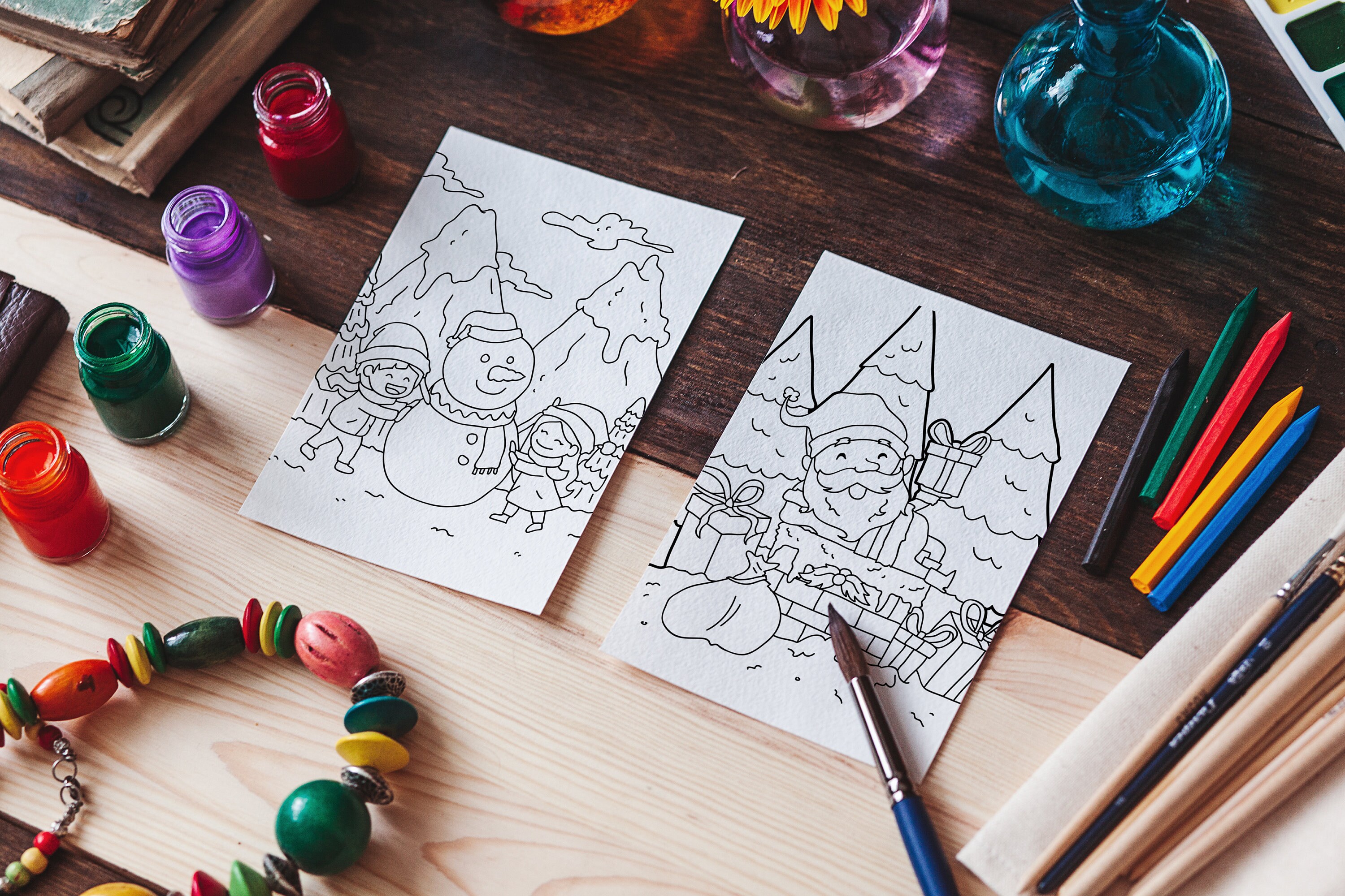 Three Printable Christmas Coloring Pages JPEG Personal & Commercial Use ...