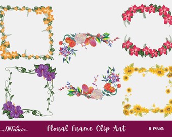 6 Floral Clip Art PNG Personal & Commercial Use | Etsy